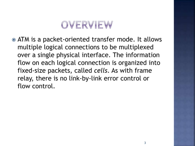 Asynchronous transfer mode | PPTX | Computer Networking | Computing
