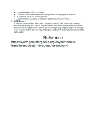 Asynchronous transfer mode (atm) | PDF