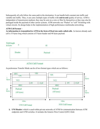 Asynchronous transfer mode (atm) in computer network | PDF