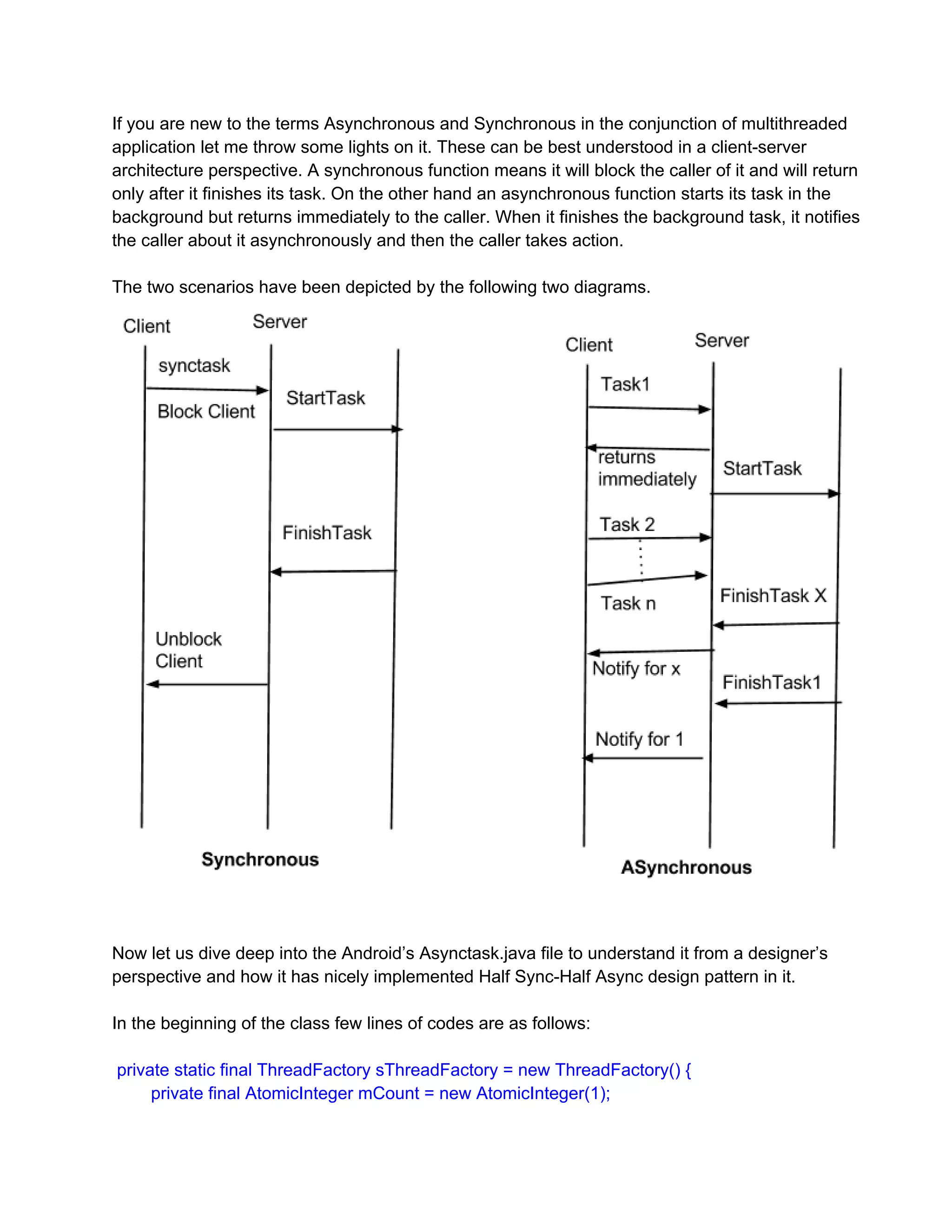 Android Asynctask Internals vis-a-vis half-sync half-async design pattern | PDF