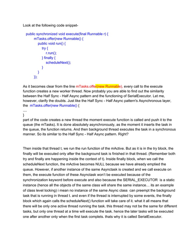 Android Asynctask Internals vis-a-vis half-sync half-async design pattern | PDF