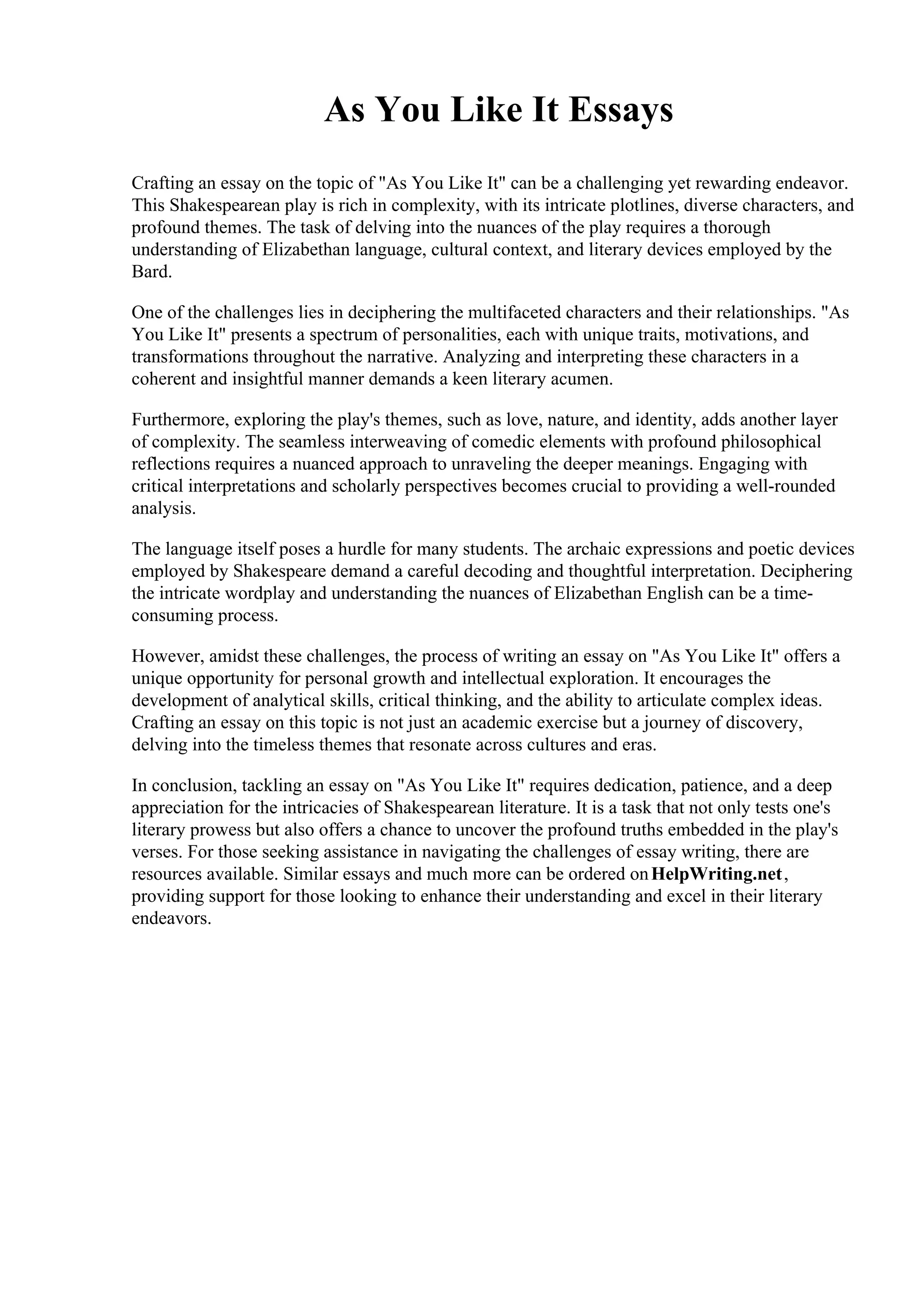 As You Like It Essays.pdf