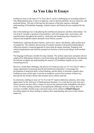 As You Like It Essays.pdf