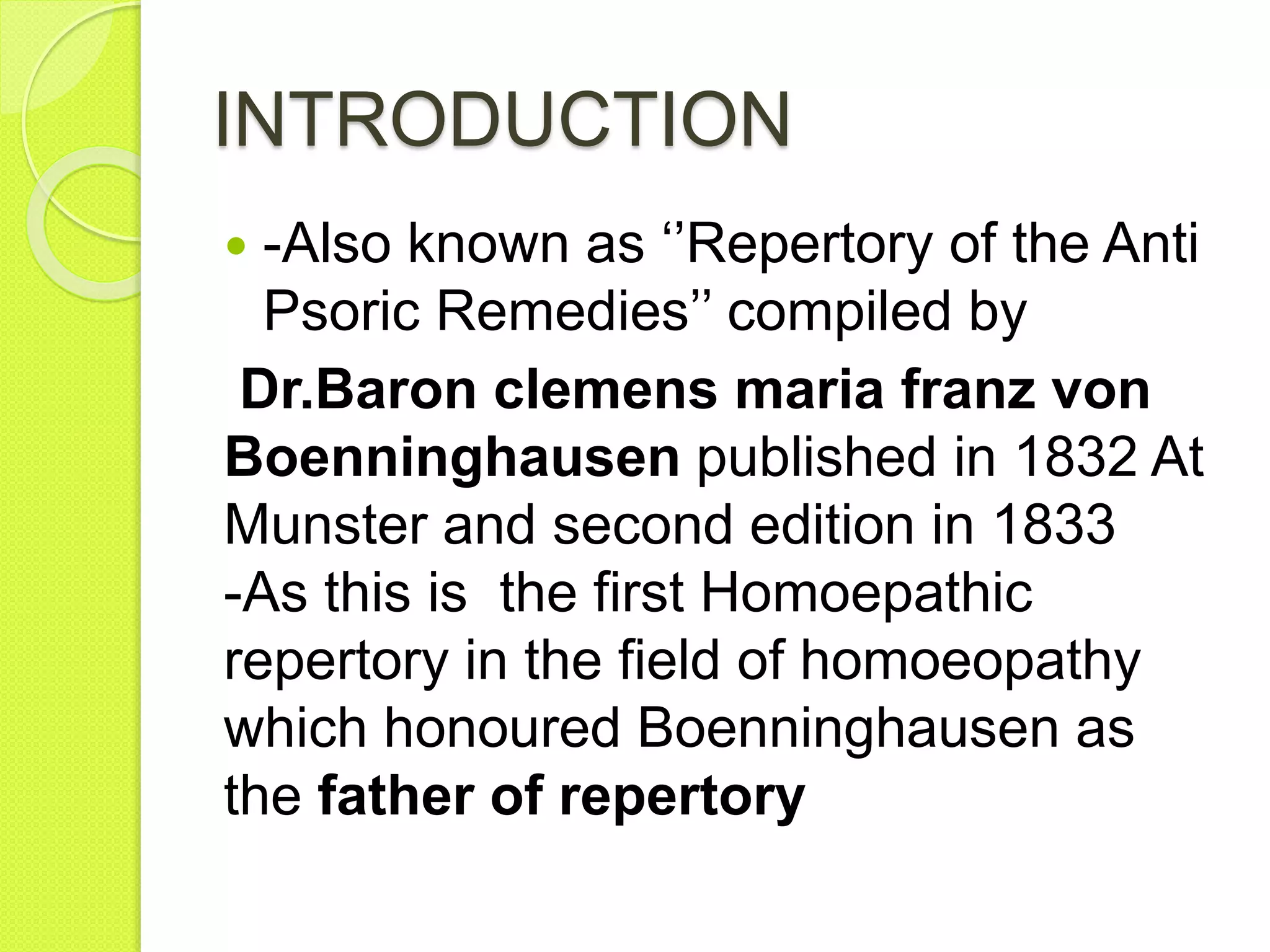 A systematic alphabetic repertory of homoeopathic remedies | PPTX