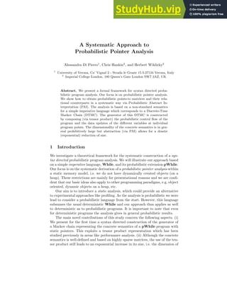 A Systematic Approach To Probabilistic Pointer Analysis | PDF