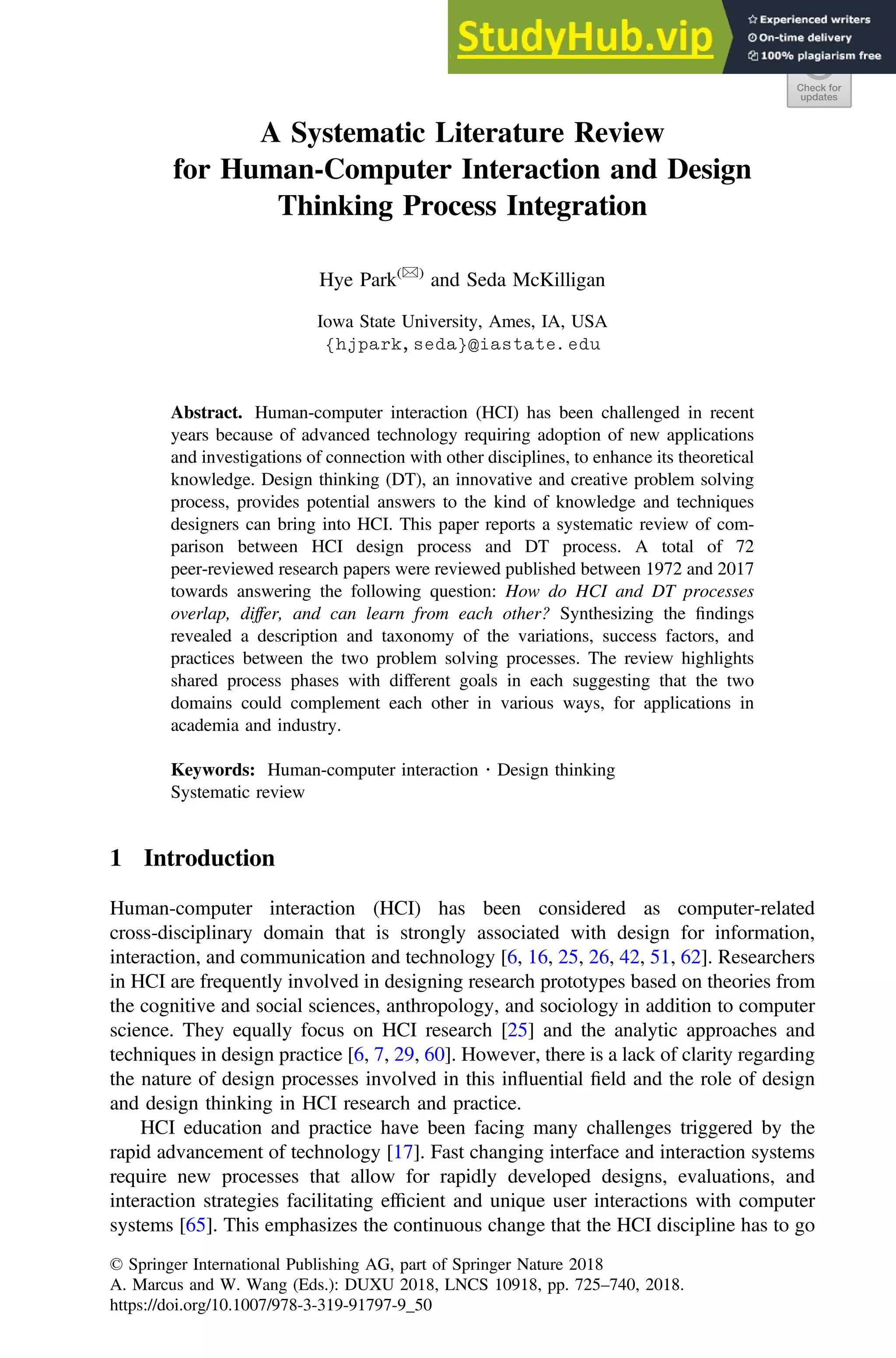 A Systematic Literature Review For Human-Computer Interaction And ...