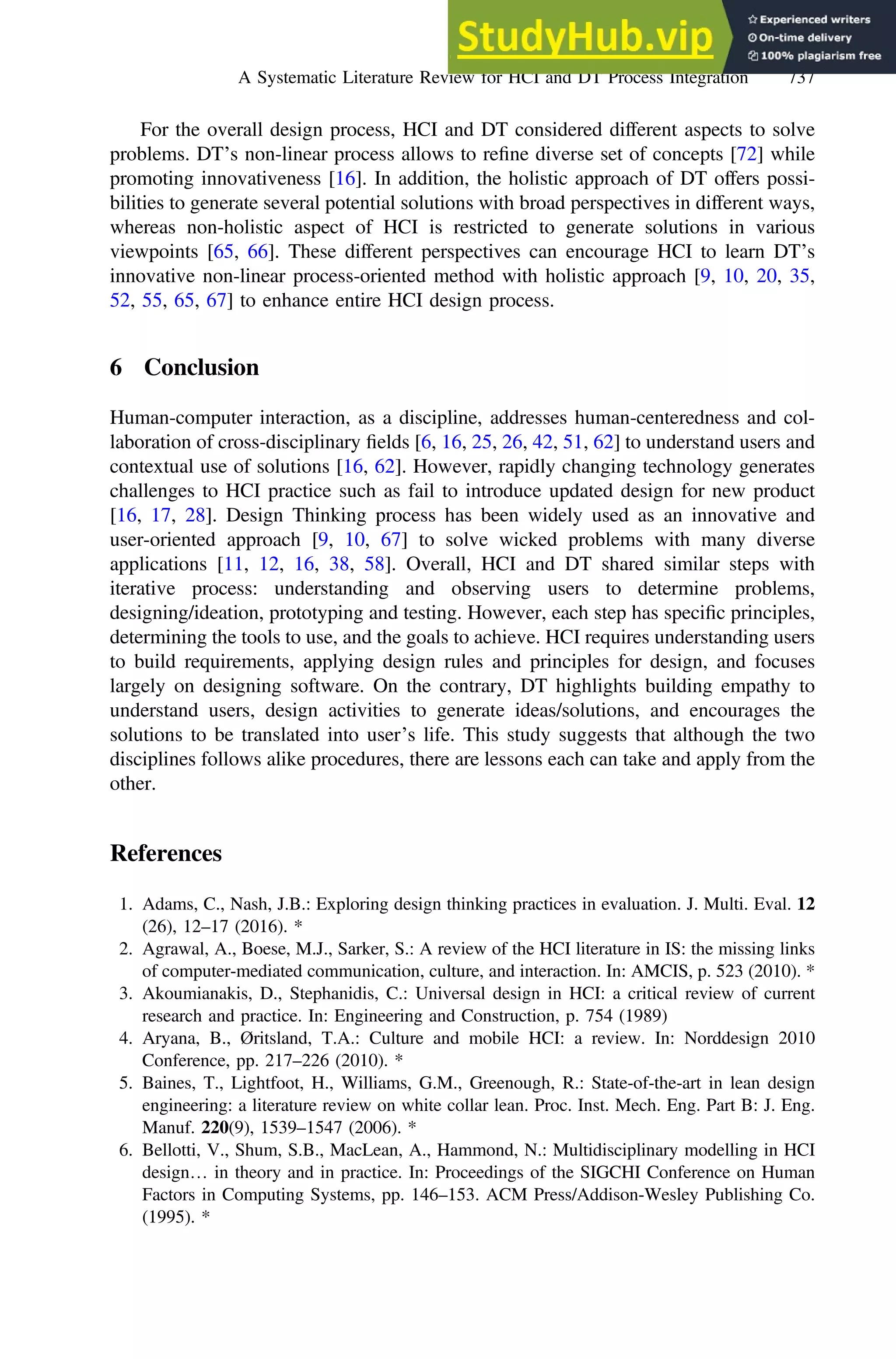 A Systematic Literature Review For Human-Computer Interaction And Design Thinking Process ...