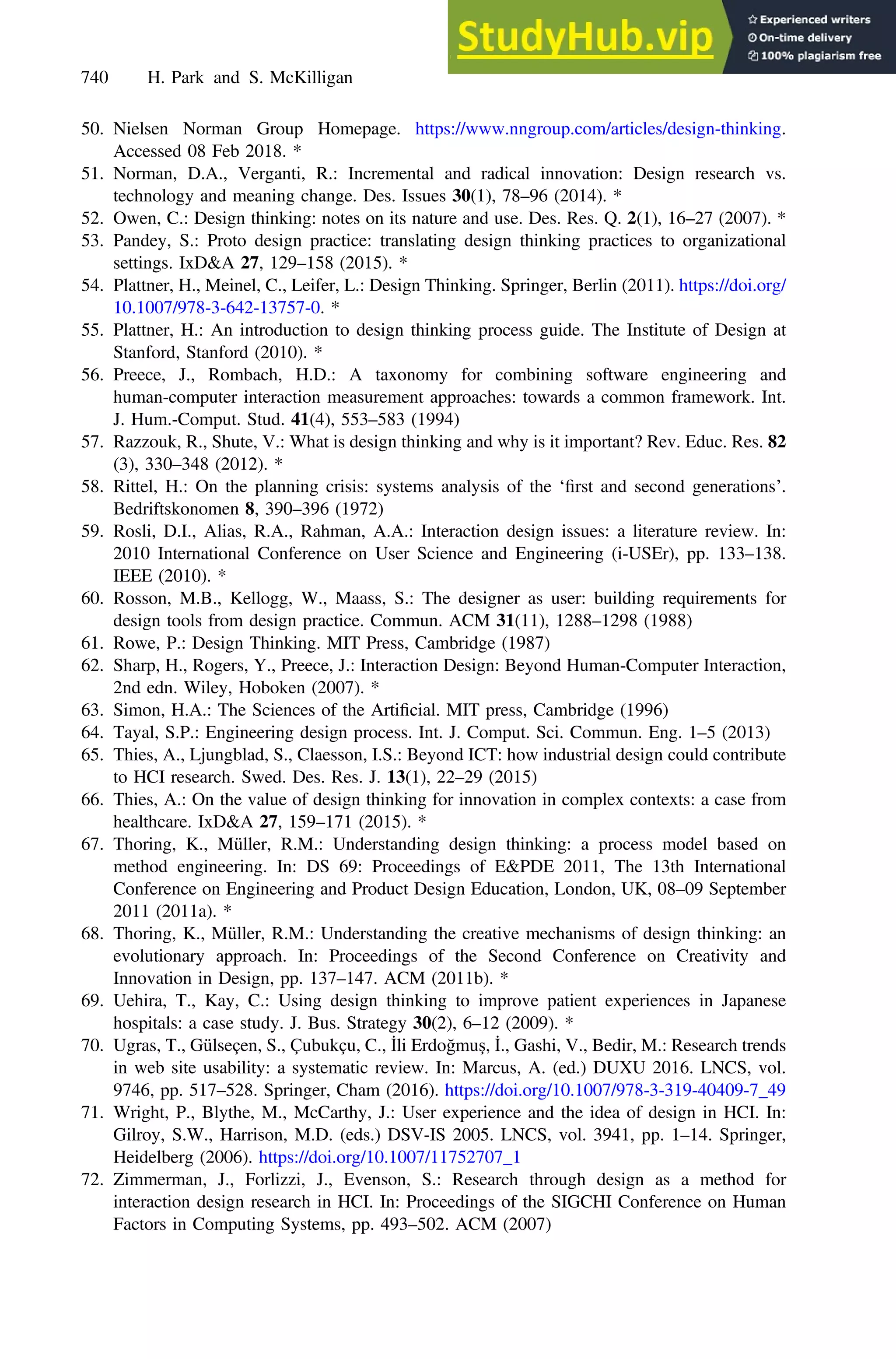 A Systematic Literature Review For Human-Computer Interaction And Design Thinking Process ...