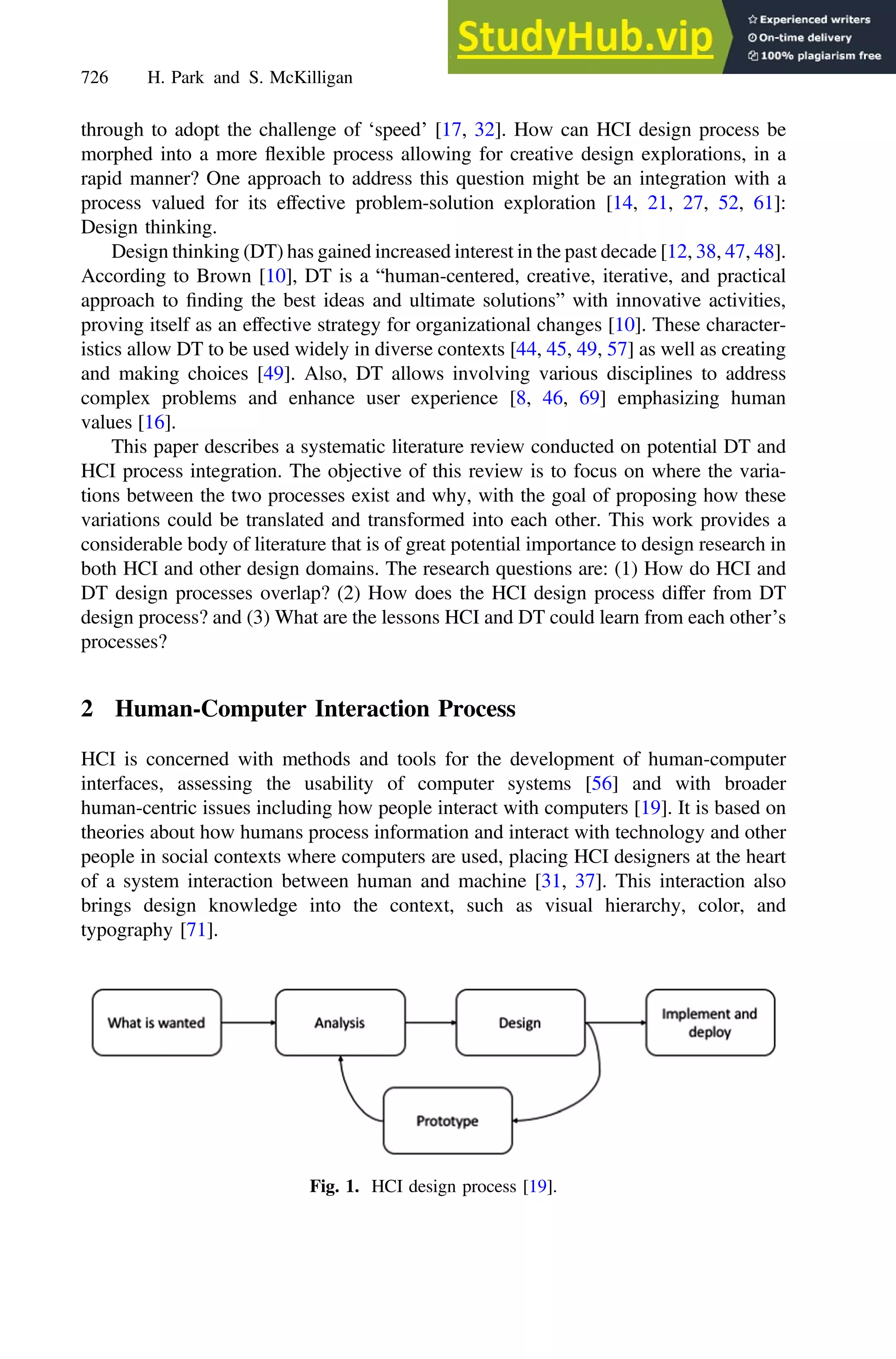 A Systematic Literature Review For Human-Computer Interaction And Design Thinking Process ...