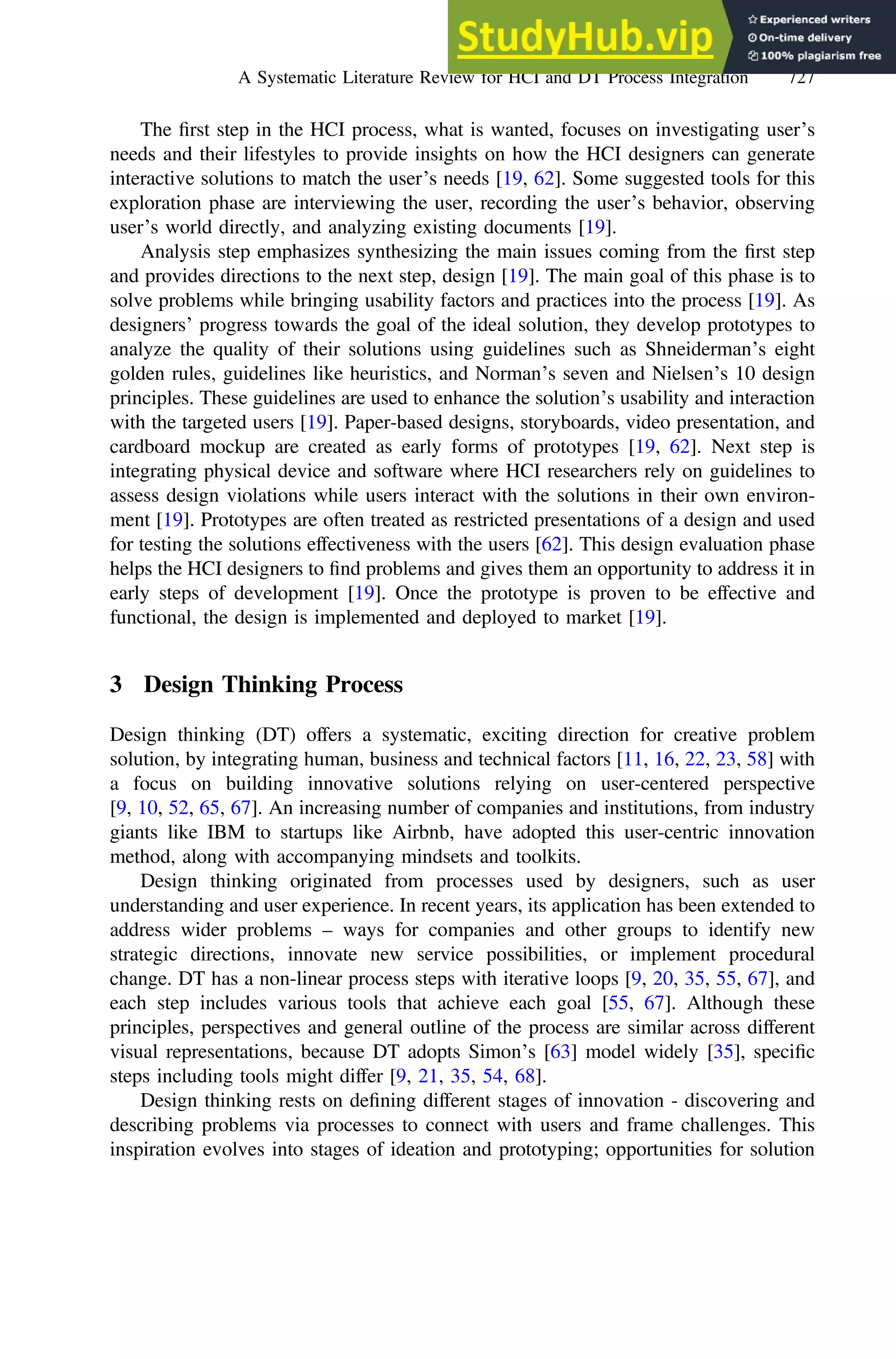 A Systematic Literature Review For Human-Computer Interaction And Design Thinking Process ...