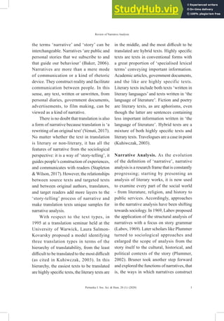 A Systematic Literature Review Of Narrative Analysis In Recent ...