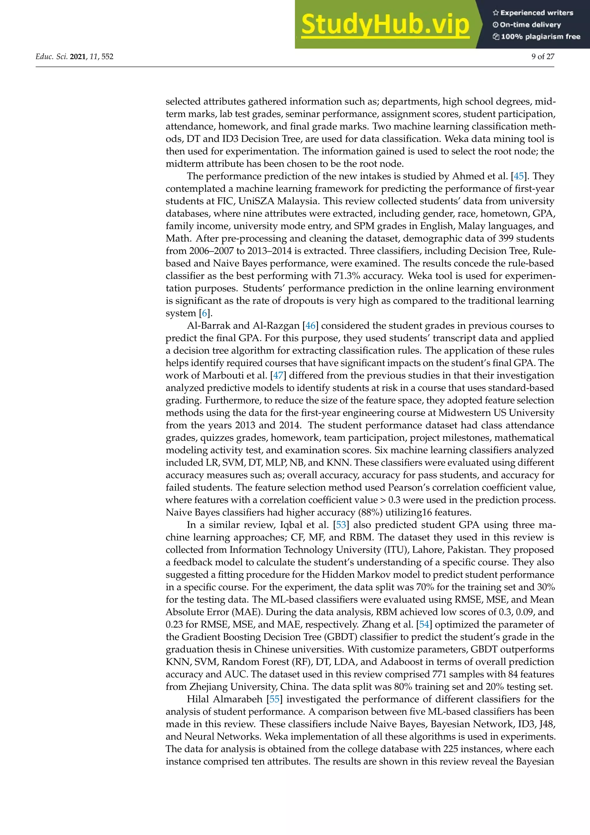 A Systematic Literature Review Of Student Performance Prediction Using ...