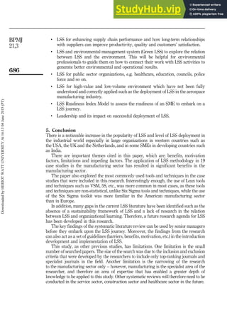 A Systematic Literature Review On Lean Six Sigma For Manufacturing Industry | PDF | Mechanical ...