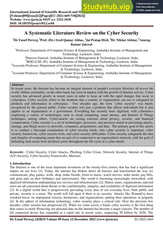 A Systematic Literature Review On The Cyber Security | PDF