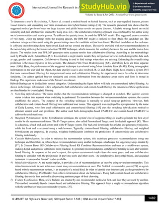 A Systematic Literature Survey On Recommendation System | PDF