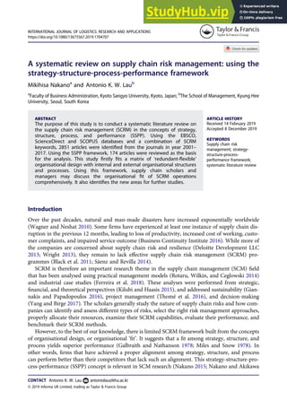 A Systematic Review On Supply Chain Risk Management Using The Strategy ...