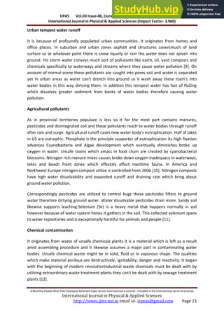 A SYSTEMATIC REVIEW ON WATER POLLUTION AND THE FACTORS RESPONSIBLE FOR ...