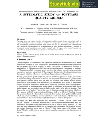 A Systematic Study Of Software Quality Models | PDF