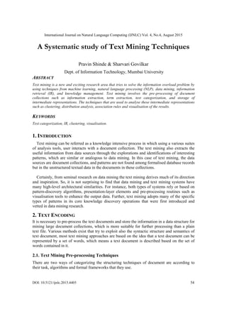 A systematic study of text mining techniques | PDF