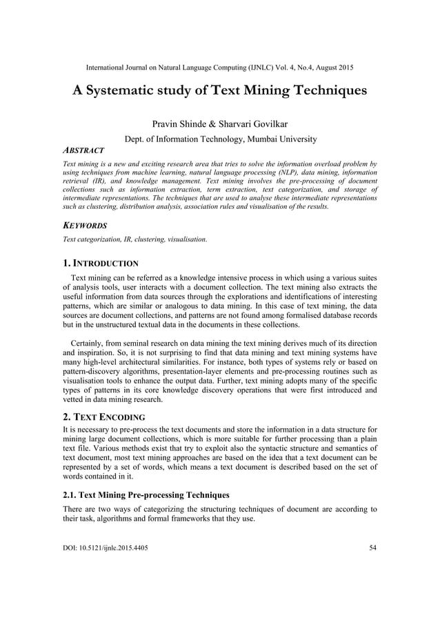 A systematic study of text mining techniques | PDF