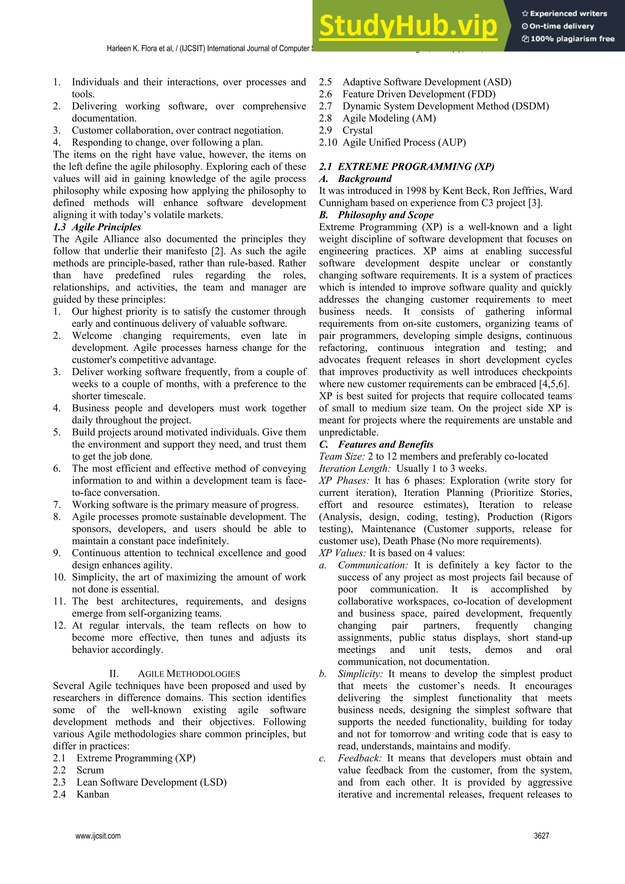 A Systematic Study On Agile Software Development Methodlogies And Practices | PDF