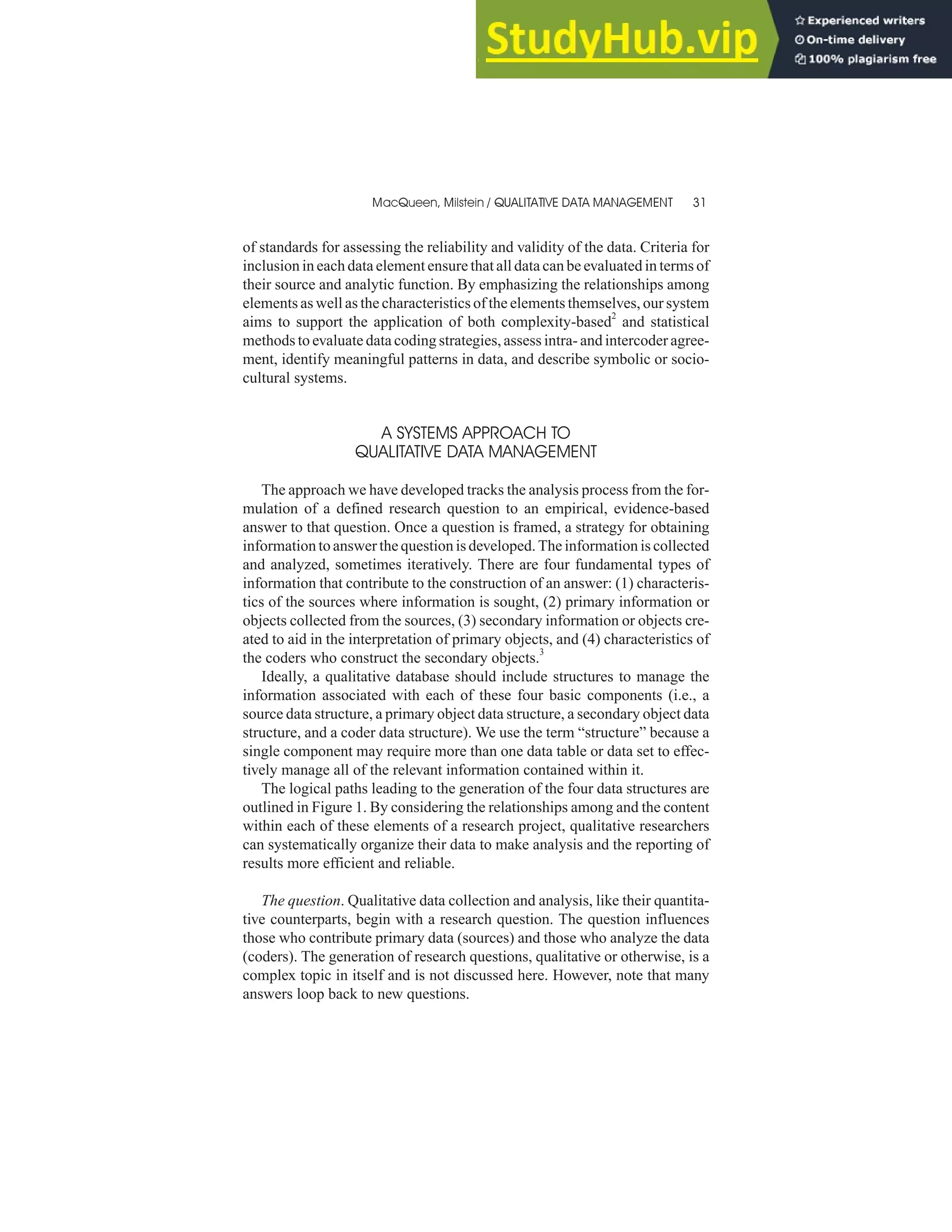 A Systems Approach To Qualitative Data Management And Analysis | PDF