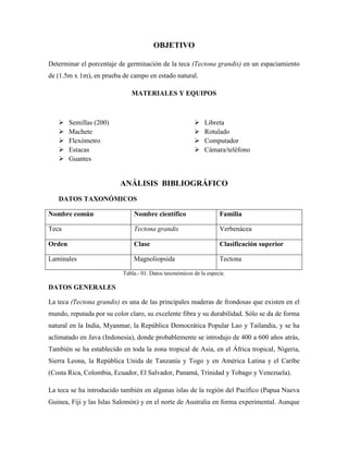 ANÀLISIS SILVICULTURAL GERMINATIVO DE LA TECA (Tectona grandis) EN ...