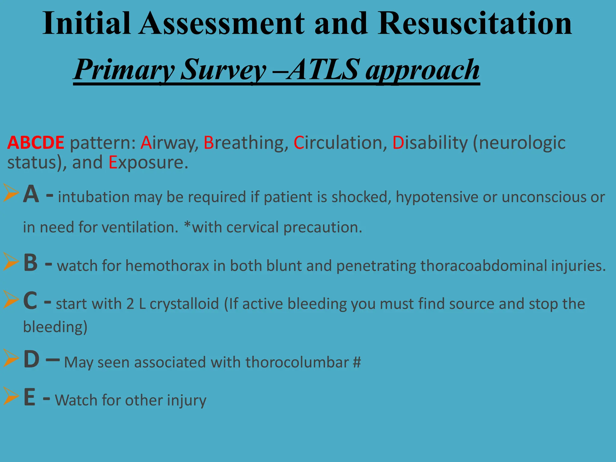 Abdominal trauma and assessment with primary and secondary survey. pptx | PPTX
