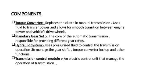Automatic transmission system in automobile.pptx