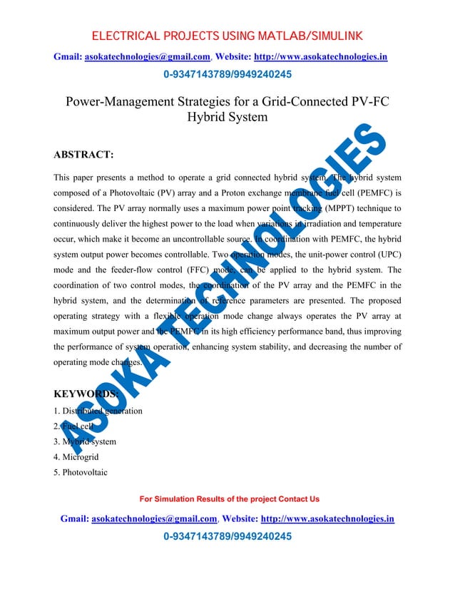 power management strategies for a grid-connected PV-FC Hybrid system | PDF