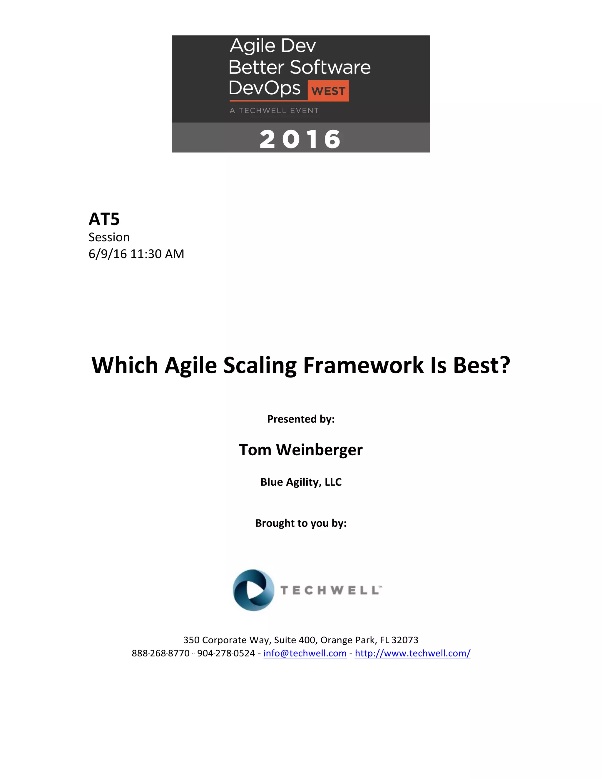Which Agile Scaling Framework Is Best Pdf