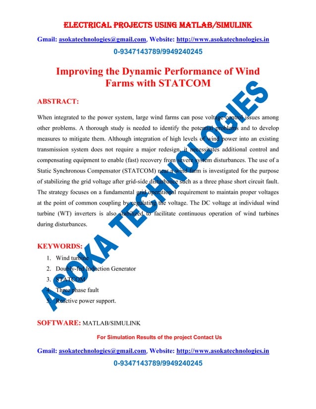 Improving the Dynamic Performance of Wind Farms with STATCOM | PDF