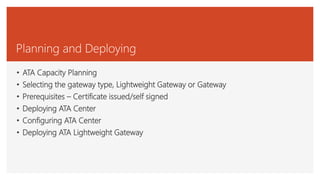 Advanced Threat Analytics - Introduction | PPTX