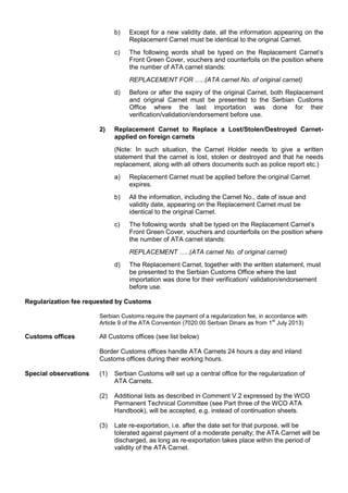 Ata Carnet Offices - Serbia | PDF