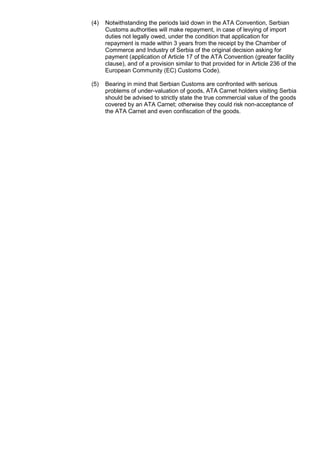 Ata Carnet Offices - Serbia | PDF