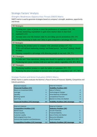Strategic Case Analysis of Domino's Pizza | PDF