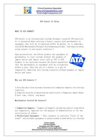 ATA carnet service in China | PDF