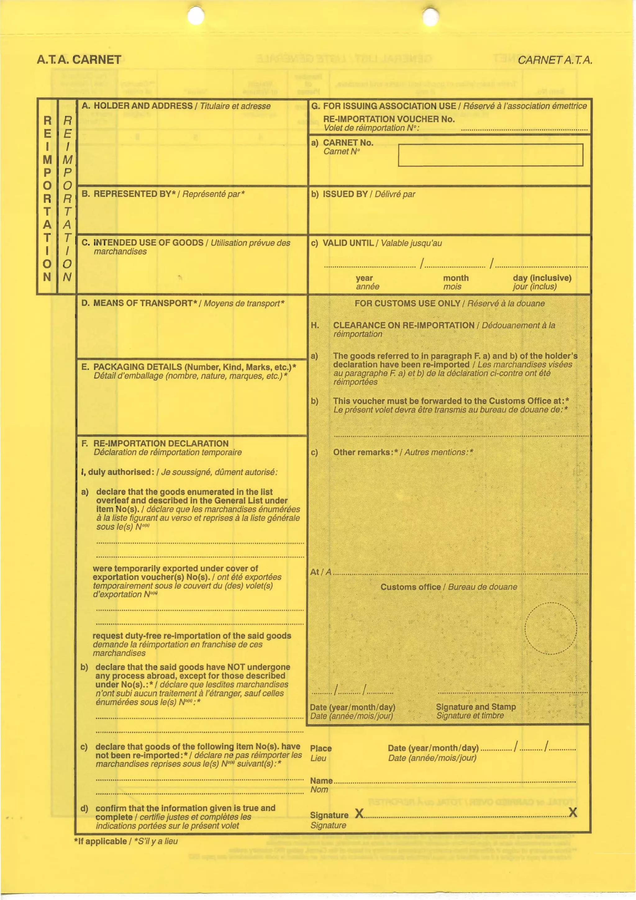 ATA Carnet - Sample | PDF