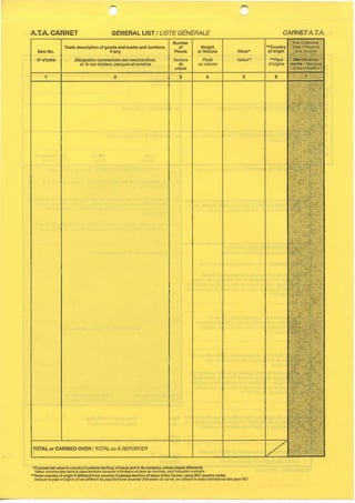 ATA Carnet - Sample | PDF | Business | Business and Finance