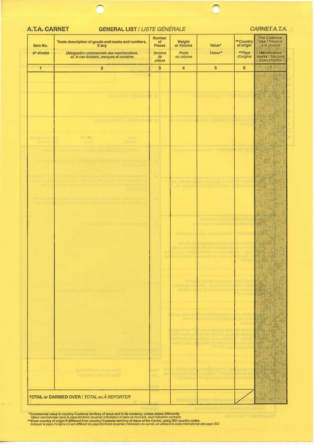 ATA Carnet - Sample | PDF