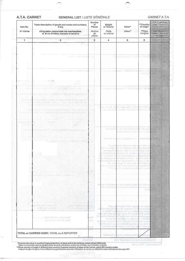 ATA Carnet - Sample | PDF