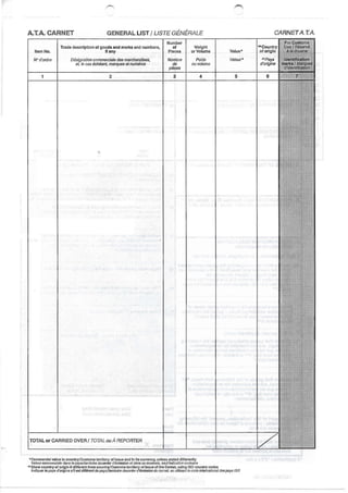 ATA Carnet - Sample | PDF