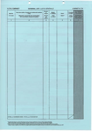 ATA Carnet - Sample | PDF | Business | Business and Finance
