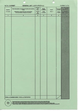 ATA Carnet - Sample | PDF