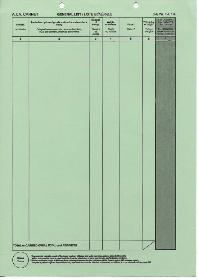 ATA Carnet - Sample | PDF