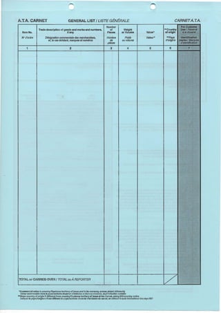 ATA Carnet - Sample | PDF