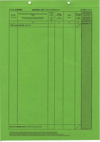 ATA Carnet - Sample | PDF