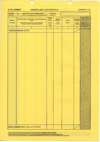 ATA Carnet - Sample | PDF | Business | Business and Finance