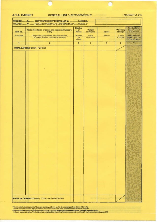 ATA Carnet - Sample | PDF