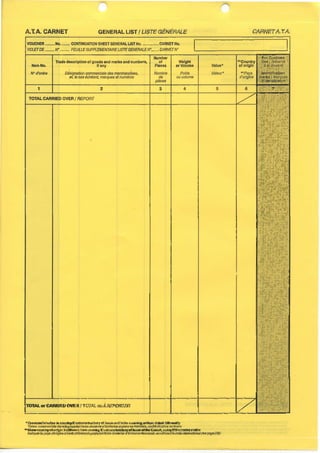 ATA Carnet - Sample | PDF | Business | Business and Finance